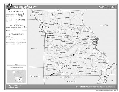Missouri State Reference (Black&White) Laminated Wall Map | eBay