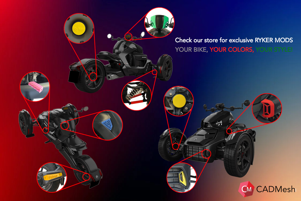 SPIKE RIM COVERS for Can-Am Ryker 600 900 Ace Rally Sport | Tricycle ...