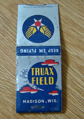 Vintage WWII Full Matchbook Truax Field Madison Wisconsin Matchcover | eBay