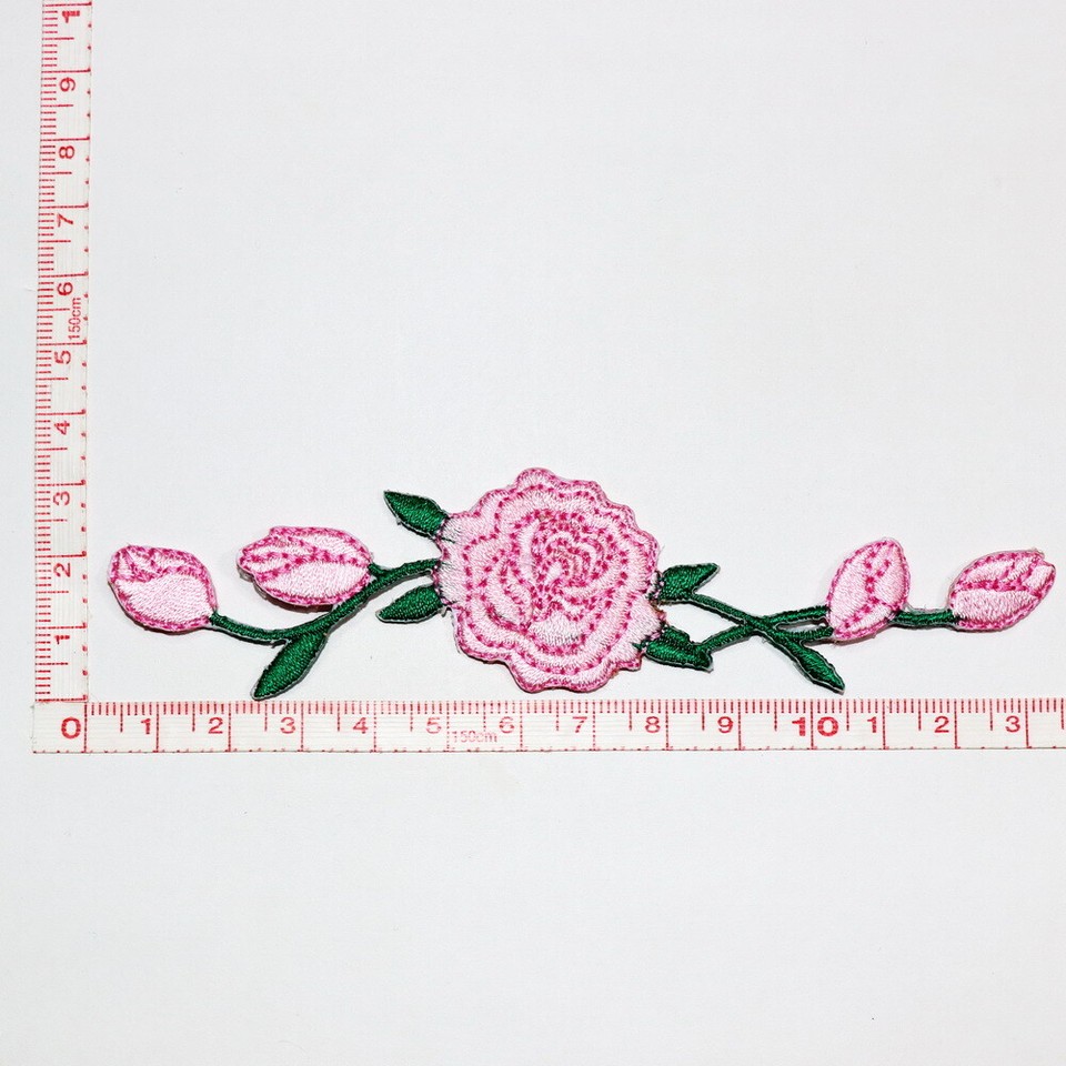Pink Rose Patch Roses Plant Artwork Emblem for DIY Iron on Clothes ...