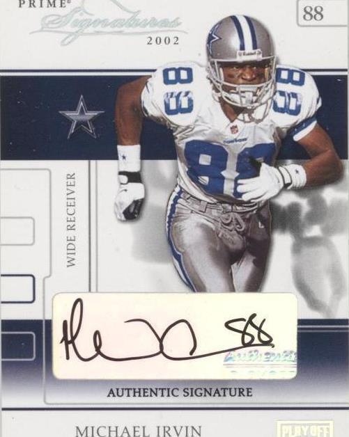 2002 Playoff Prime Signatures - Michael Irvin #56 Authentic Signatures ...