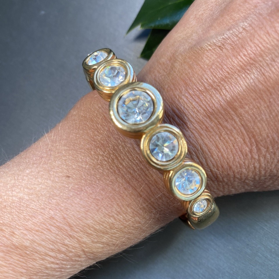 Vintage Bangle Bracelet Signed Swarovski HUGE Crystal Estate Jewelry ...