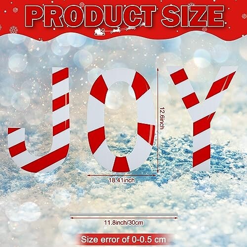 3 Pcs LED JOY Candy Christmas Yard Sign Stakes and Lights Red ...