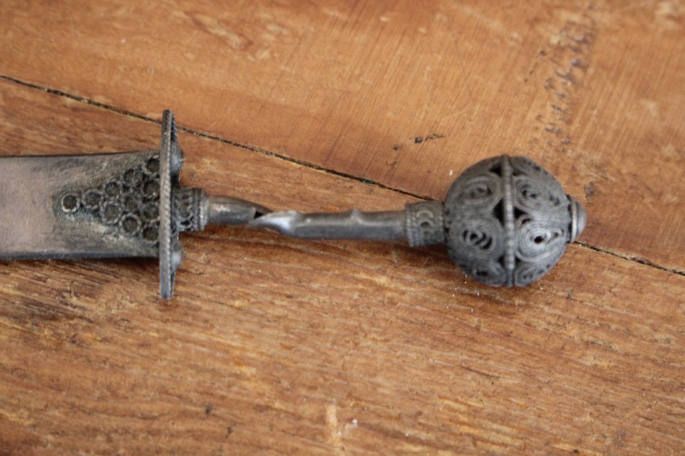 Antique Silver Dagger Knife Highly Detailed Signed - Damage | eBay
