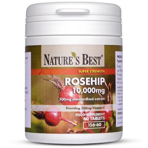 Rosehip 10,000mg - 60 One-A-Day Vegan Tablets - High Strength - Natural ...