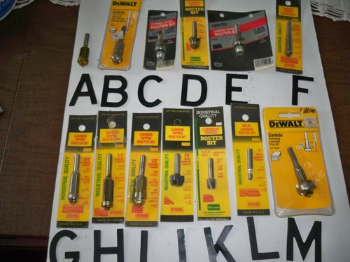 ROUTER BITS 1/4" SHANK DEWALT HANSON CREDO VENMONT AMERICAN ETC ...