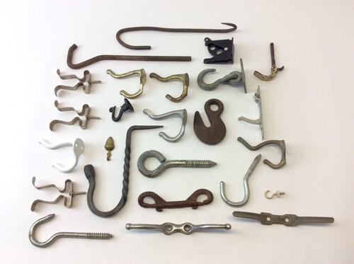 Mixed Lot Iron Metal Hook Assemblies Hangers Parts Hardware Antique ...
