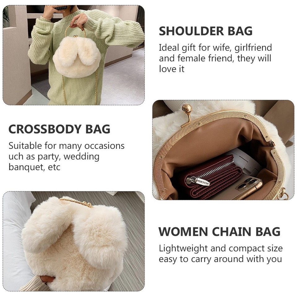 1pc Fashion Plush Rabbit Ear Crossbody Bag Shoulder Bag Chain for Women ...