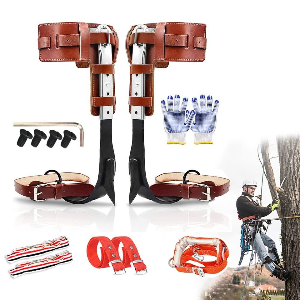 Tree Climbing Spike Set Pole Climbing Spurs Steel Adjustable Climber ...