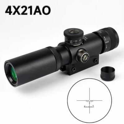 4x21 Compact Hunting Air Rifle Scope Glass Etched Reticle w/ Flip Open ...