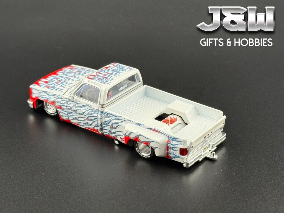 Kaido House x Mini GT Chevy Silverado Dually on Fire V2 White Flames ...