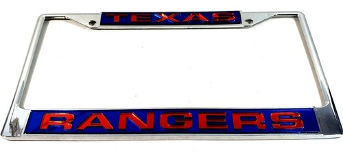 Texas Rangers MLB Chrome Arylic Inserts Metal License Plate Frame Ship ...