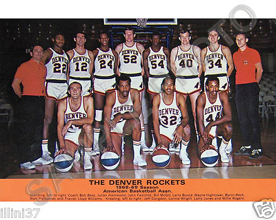 1968-69 DENVER ROCKETS ABA BASKETBALL TEAM 8X10 PHOTO PICTURE #2 COLOR ...