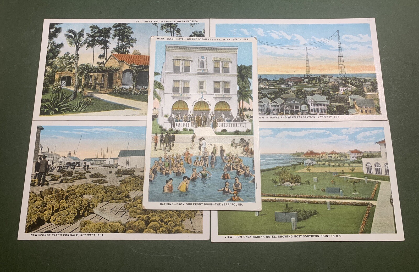 Lot of 5 Vintage Florida White Border Postcards Casa Marina Miami Hotel ...