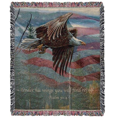 May Freedom Fly Forever Tapestry Throw Blanket Eagle & Flag 50" x 60 ...