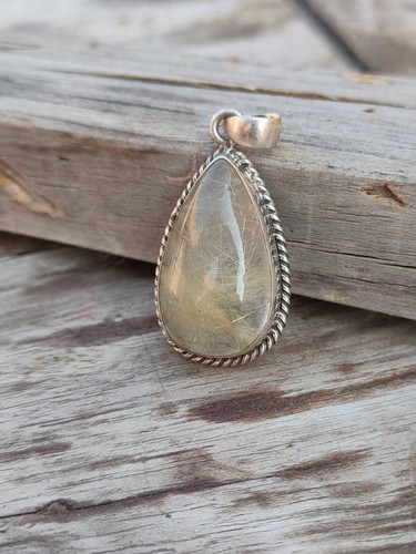 Doré Rutile Quartz Pendentif En Solide 925-Sterling Argent, Superbe ...