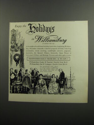 1953 Williamsburg Virginia Ad - Enjoy the holidays in Williamsburg ...