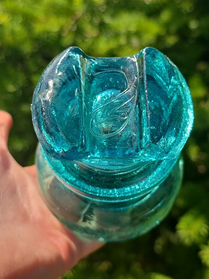 1 Antique Blue Aqua CABLE Hemingray No.1 Insulator☆Great Old Glass USA ...