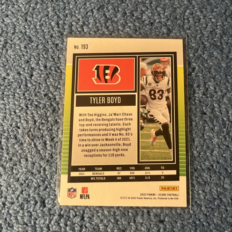 2022 Score Tyler Boyd Orange Parallel /599 #193 Cincinnati Bengals Star ...