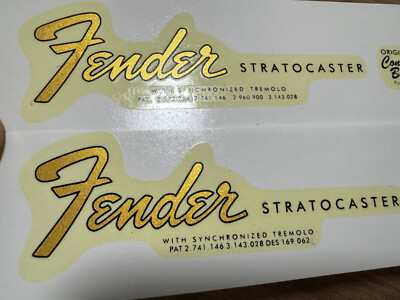 2Pc FENDER Guitar STRATOCASTER Retro Waterslide Transfer Headstock ...