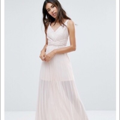 ASOS - NEW with Tag - TFNC Pleated Maxi Dress Size S in Pinky Beige ...