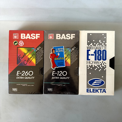 3 BASF ELEKTRA GOLD 120 180 260 VHS Extra Quality Recordable Video ...