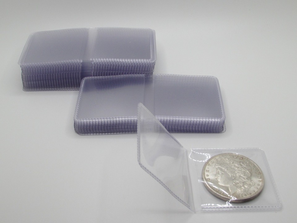 50 Pack 2x2 Super Coin Flips - PVC-free - Double Pocket Plastic Coin ...
