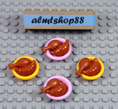 LEGO - 12 pcs Minifigure Food Lot w/ Drumstick Croissant Plates Kitchen ...