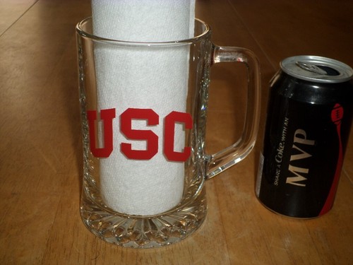 [USC] UNIVERSITY OF SOUTHERN CALIFORNIA, [#24 oz.] CLEAR GLASS BEER MUG ...