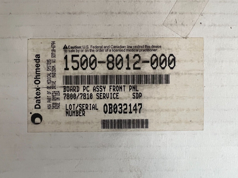 Datex - Ohmeda 1500-8012-000 Board PC ASSY FRONT PNL 7800-7810 service ...