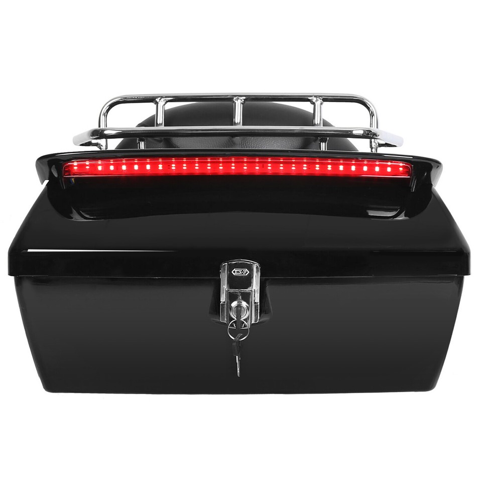 Motorcycle Trunk Tour Tail Box w/ Tail Light & Top Luggage Rack For ...