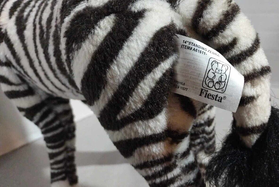 Fiesta Zebra Plush Black White 14" Stuffed Animal Posable Legs Standing ...