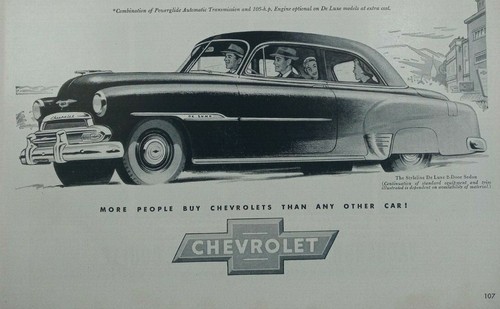 1951 Chevy Powerglide Deluxe Vintage Chevrolet Print Ad 1950's | eBay