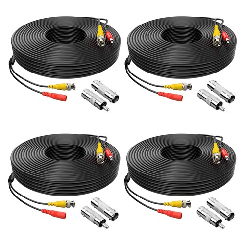 CCTV DVR Security Camera Cable, 50FT BNC Video Power Cord, 4Pack w ...