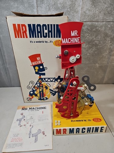 Ideal MR. MACHINE 1961 Walking Talking Robot MINT UNUSED! W/ BOX- STAND ...