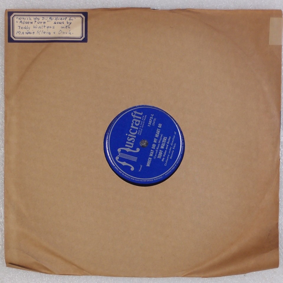TEDDY WALTERS: Which Way Did My Heart Go ’46 US MUSICRAFT 15075 Jazz ...