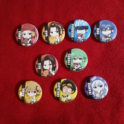 Custom Handmade Anime Manga Shaman Ghost Character Button Pins Set of 9 ...