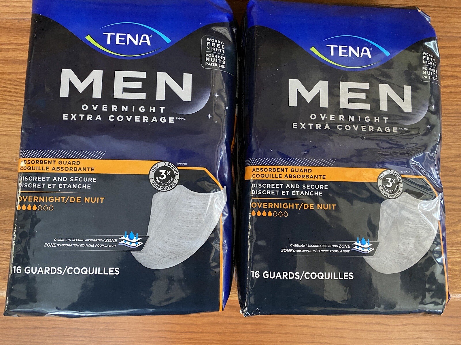 Tena Men Overnight Extra Coverage Guards, 16 CT, LOT OF 2 PKS ...