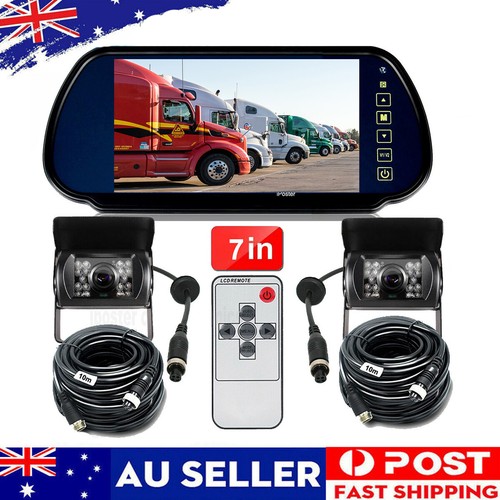 7" Rear View Mirror Monitor Reversing Camera Split Screen For Caravan ...