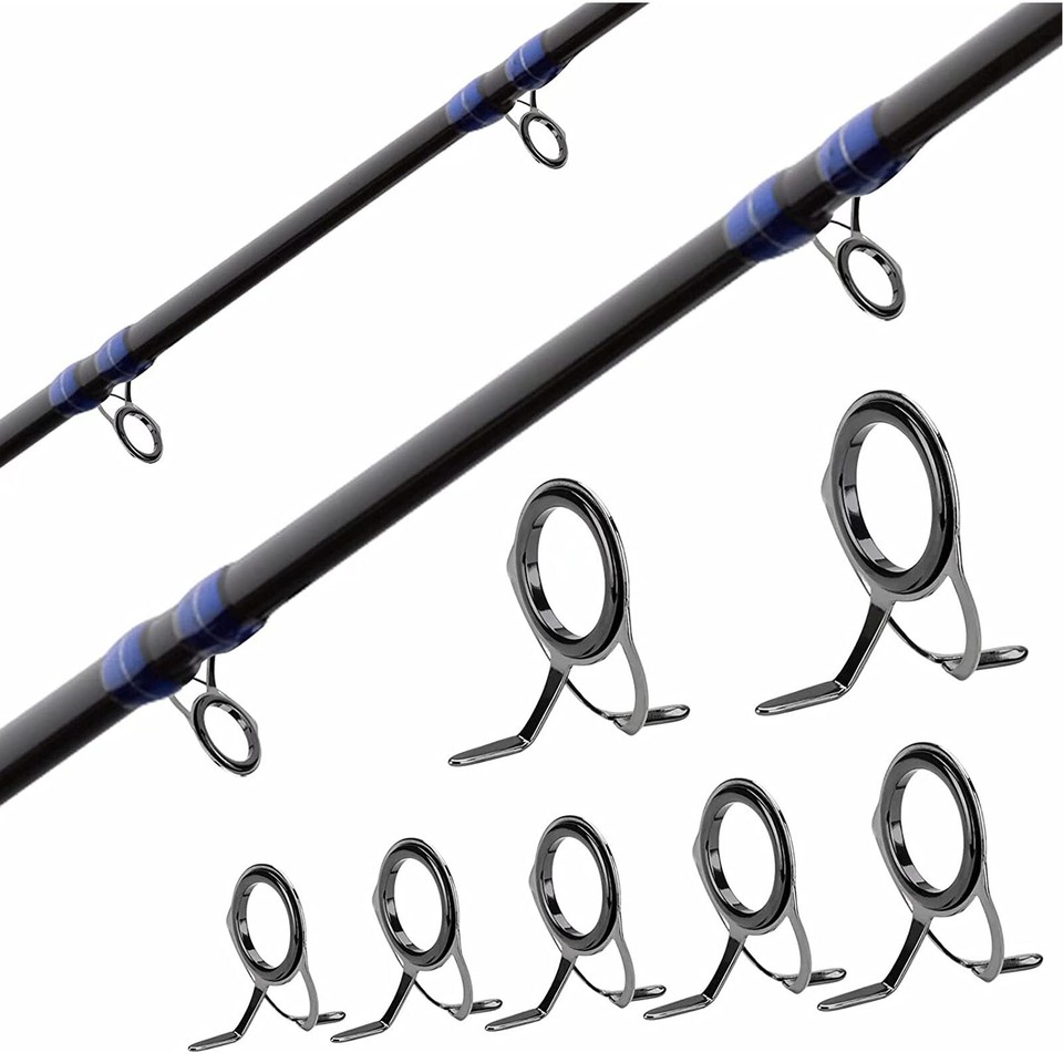 7pcs Fishing Rod Guides Replacement Set Steel Ceramic Ring Fish Rod ...