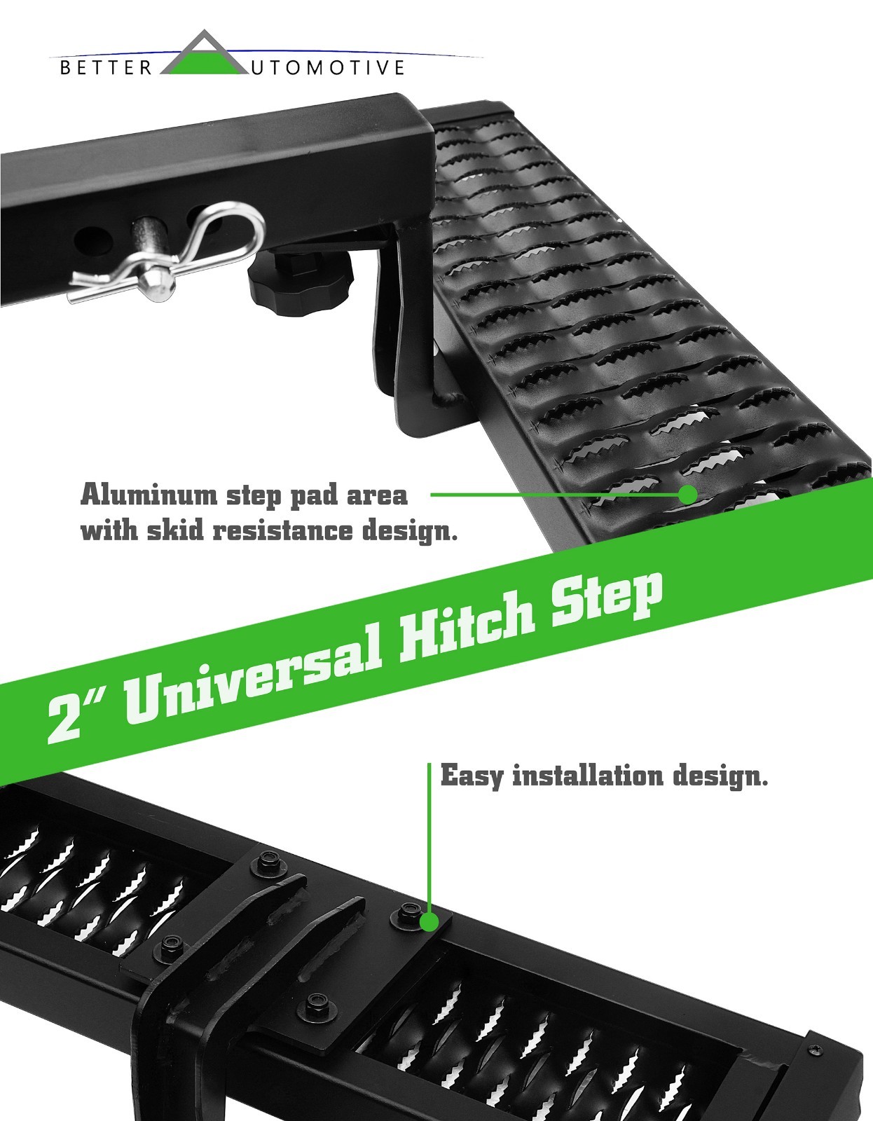 Universal Aluminum Hitch Step Black for 2" Rear Hitch Receivers with 6 ...