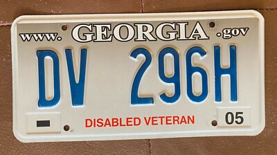 Georgia 2005 MILITARY DISABLED VETERAN License Plate HIGH QUALITY # DV ...