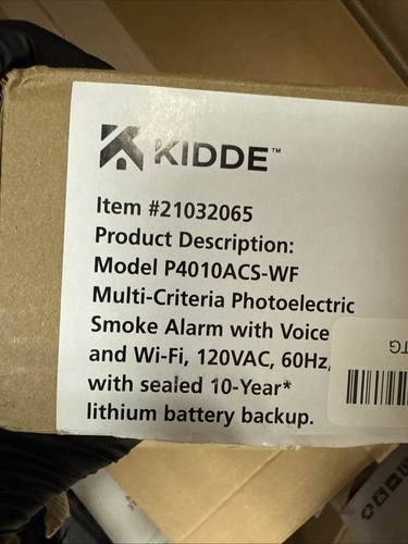 Kidde Smoke Alarm with Smart Features Model P4010ACS-WF Backup Battery ...