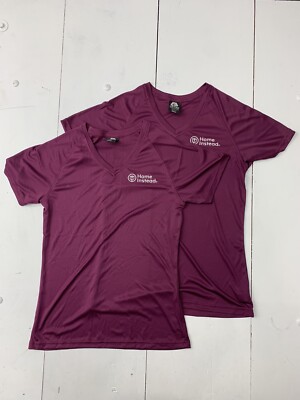 2 EG Pro Womens Dark Purple Home Instead Embroidered Scrub Short Sleeve ...