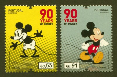 Portugal Scott# 4064-5, 90th Anniv. of Mickey Mouse, 2018 Set of 2, VF ...