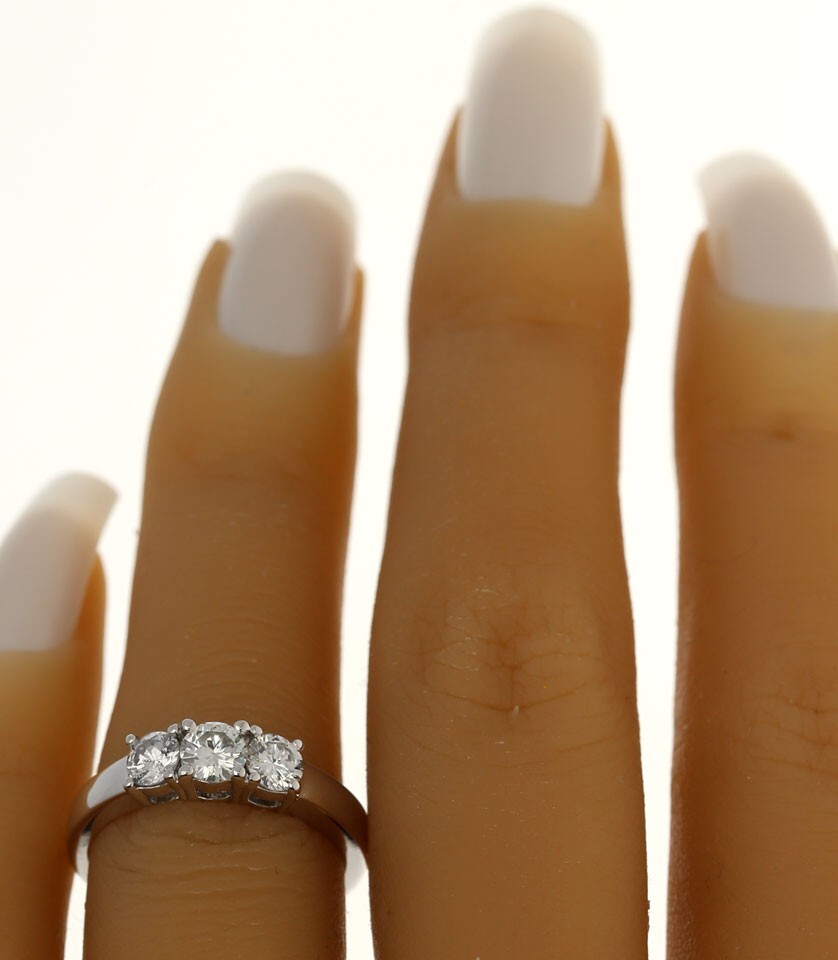 Natural Diamond Past Present Future Engagement Ring .70CT 14K WG Round ...