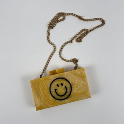 LULU Women's Yellow Smiley Face Crossbody Acrylic Purse Handbag ...