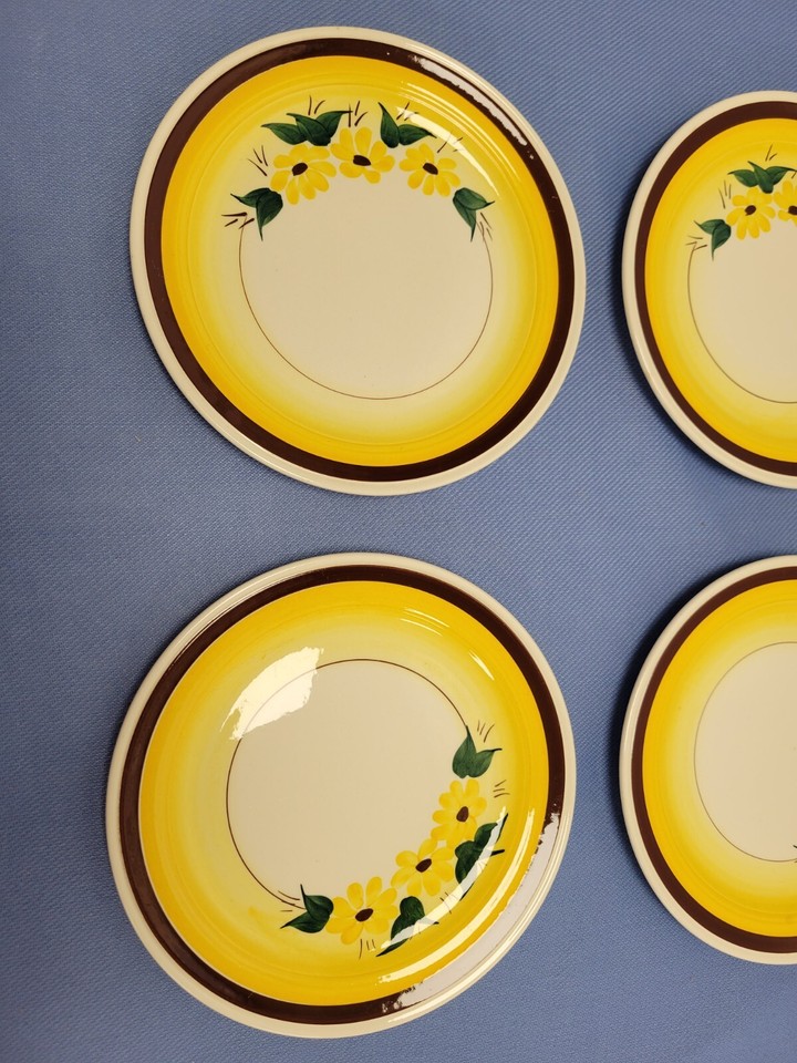 Vintage Vernon Kilns Brown Eyed Susan 7.5" Small Plates, Salad Plates ...