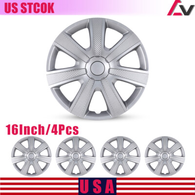 4Pcs 16Inch Wheel Rim Cover Hubcaps Silver Rings For Chevy/Honda/Toyota ...