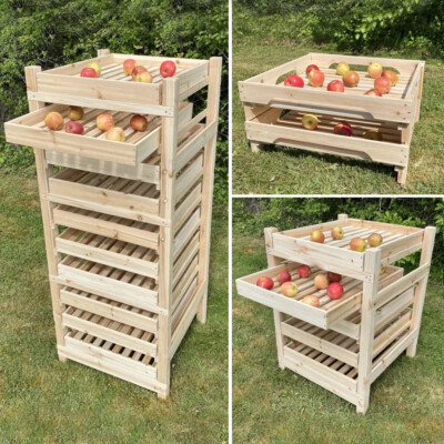 Traditional Wooden Apple Storage Racks Stores Fibre Paper Trays | eBay UK